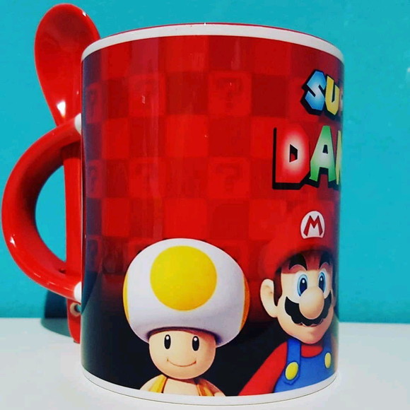 Caneca com colher personalizada Super Mario #0501 – É Tudo Festa